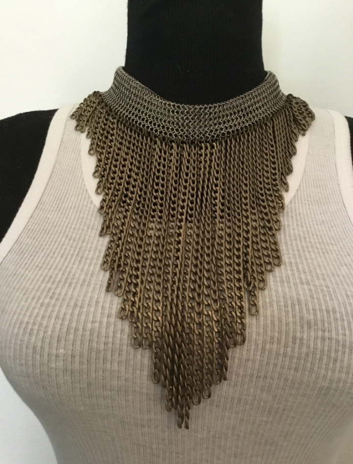 AMY KAPLAN Mesh Bib with Chain Fringe – Alberta Boot