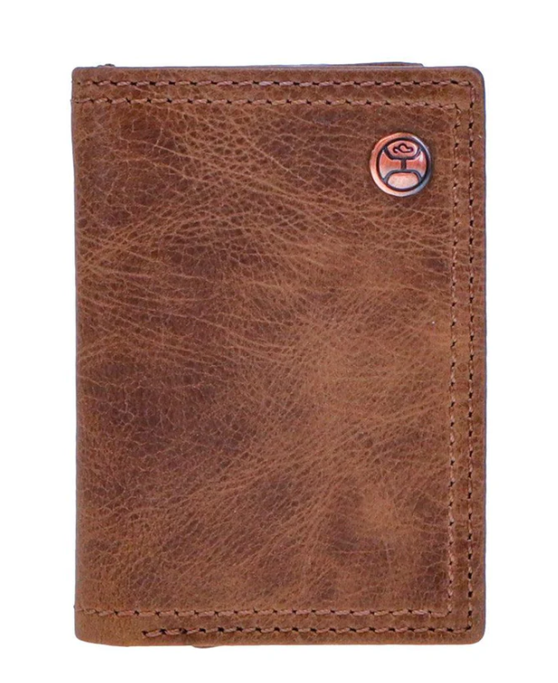 HOOEY Classic Smooth Trifold Wallet Double Stitched Edge Hooey Logo Ri ...