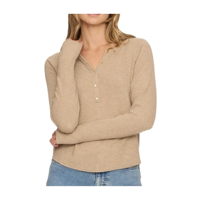 FLAG & ANTHEM Cambria Embroidered Waffle Henley Long Sleeve Top ...