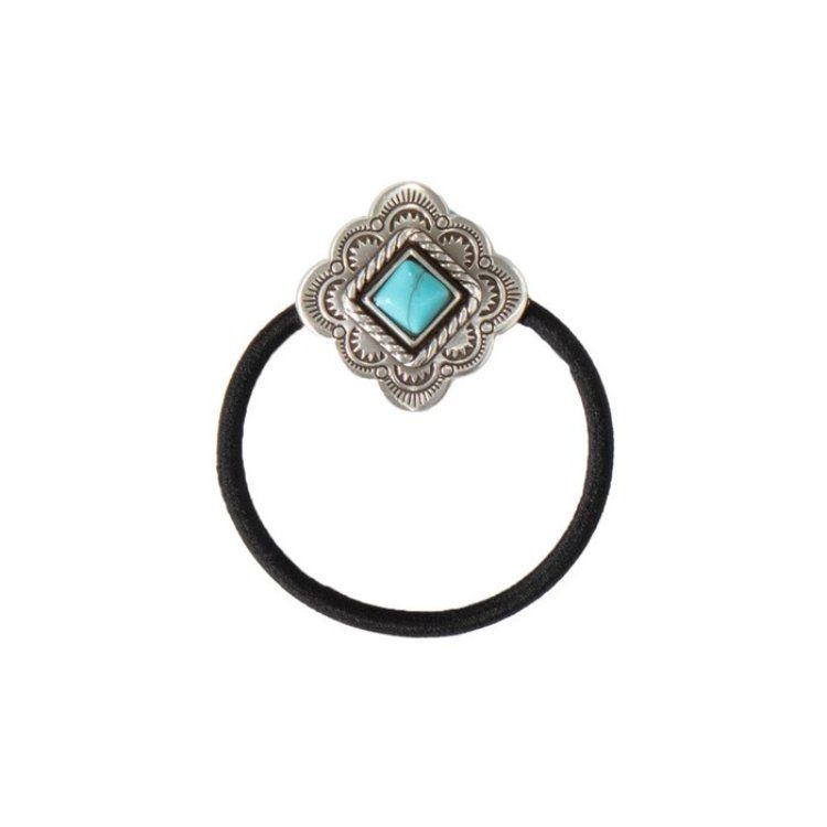 M & F WESTERN Diamond Roped Edge Hair Tie With Turquoise Stone ...